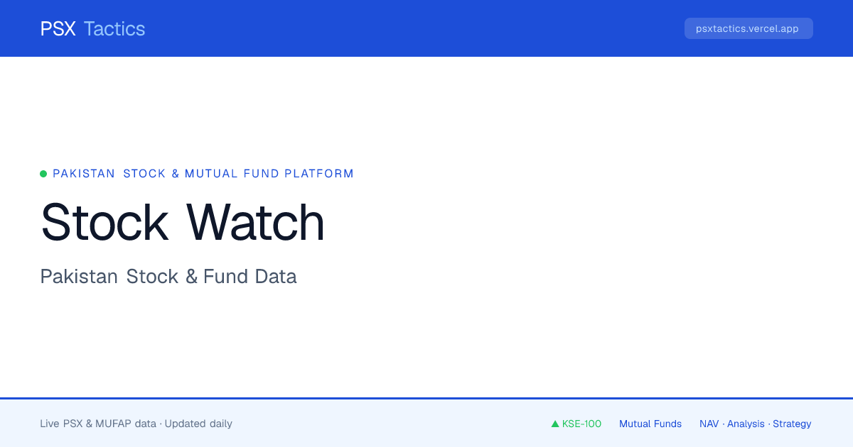 Pakistan Stock Watch — Live KSE-100 & PSX Prices | PSX Tactics